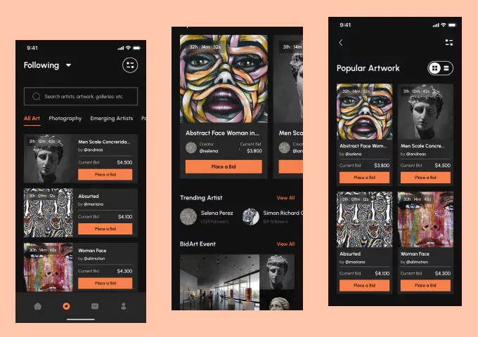 Bidart Art Bidding Mobile App Ui Kit For Flutter Mobile App