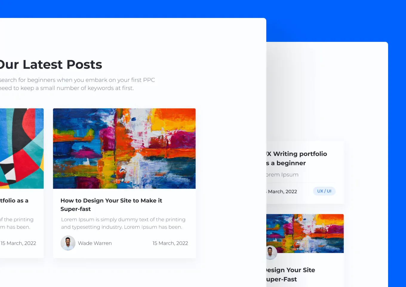 Prebuilt personal blog website template for React web app