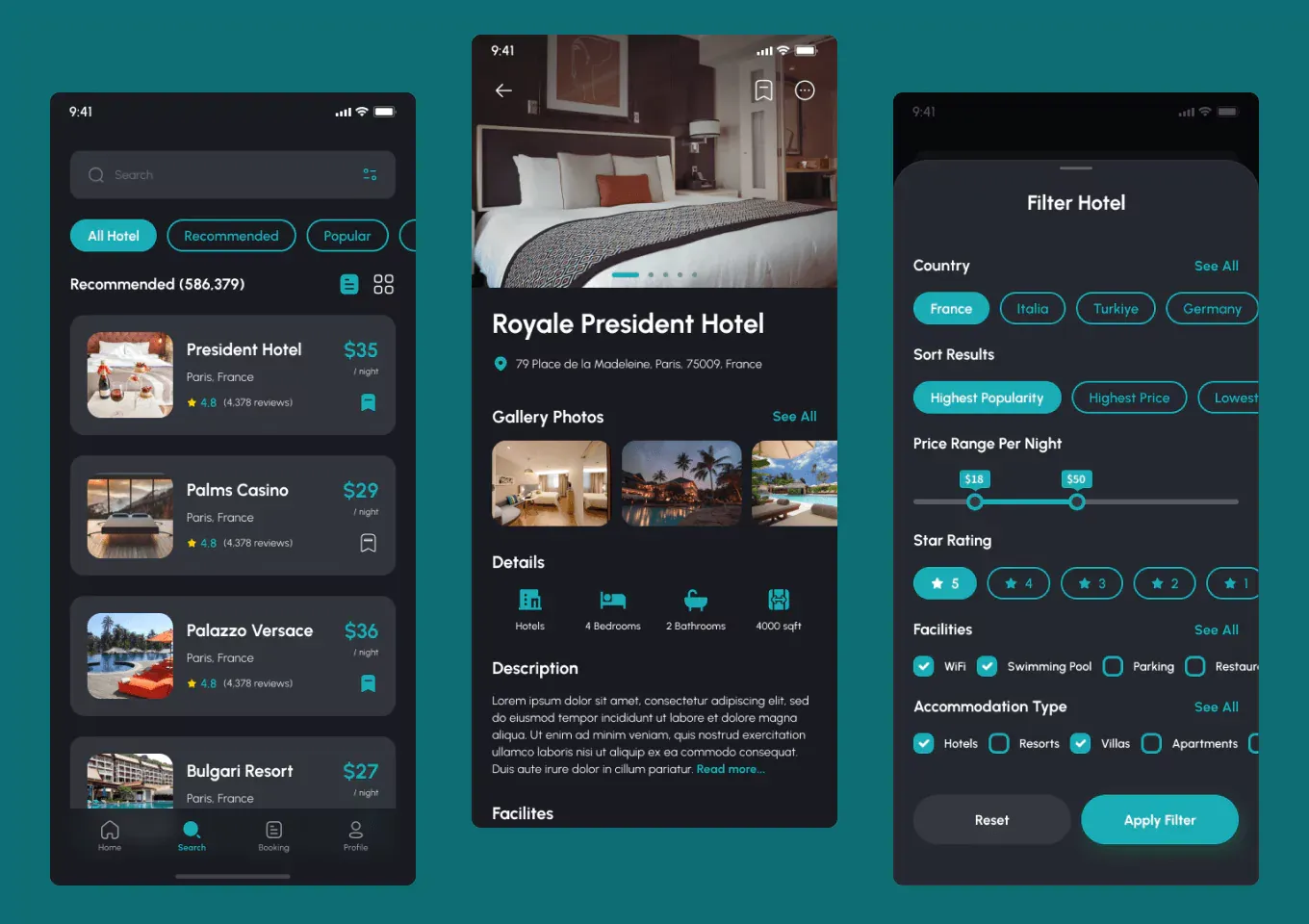 Helia Hotel Booking App UI Kit for Flutter offered by DhiWise Helia Hotel Booking App UI Kit for Flutter offered by DhiWise