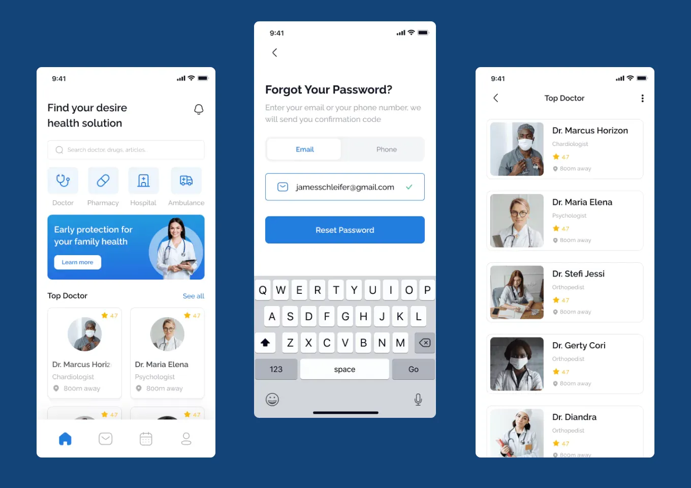 Medics: Medical app UI kit for Flutter app by DhiWise