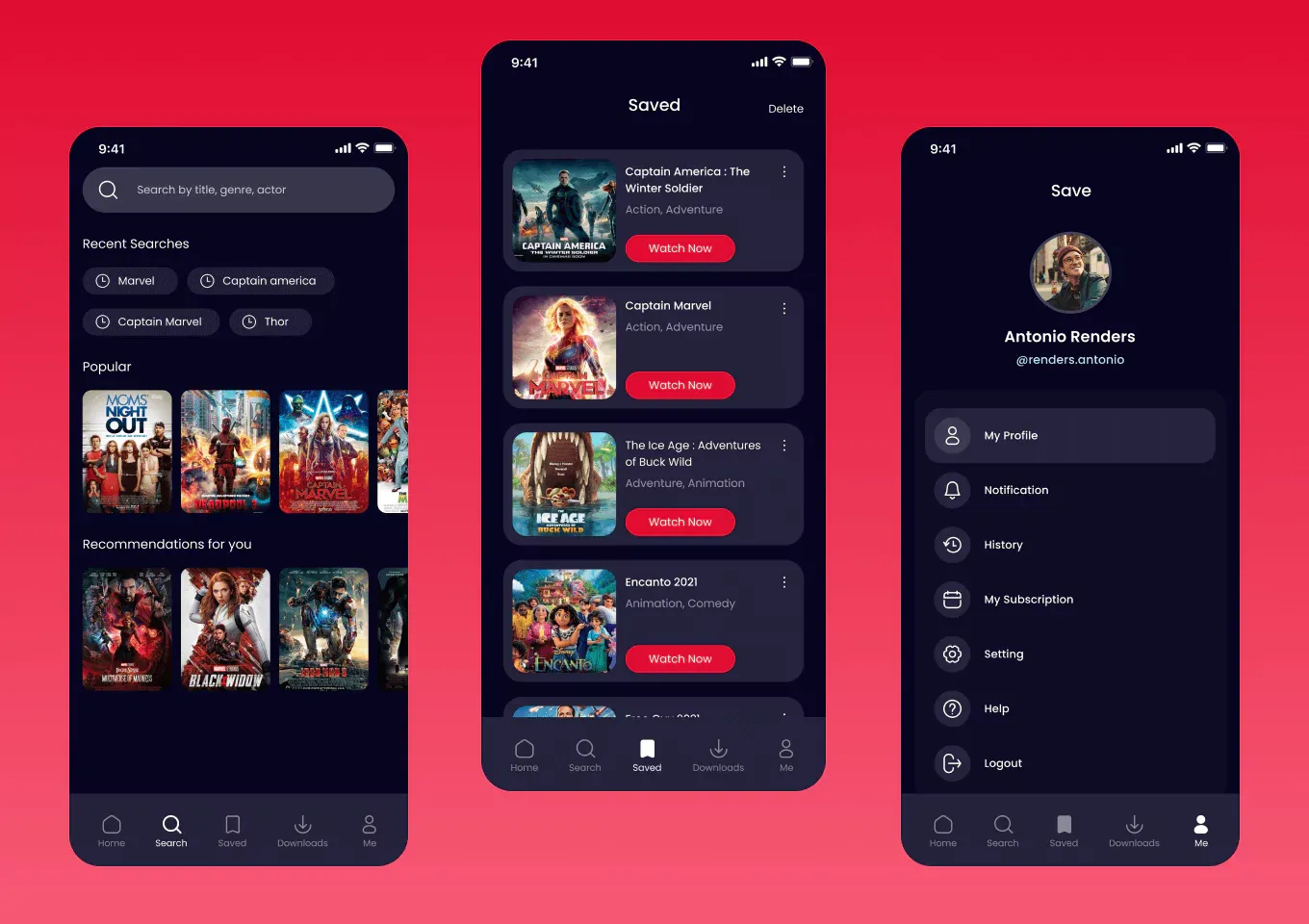 Movie streaming app UI kit for Flutter mobile app