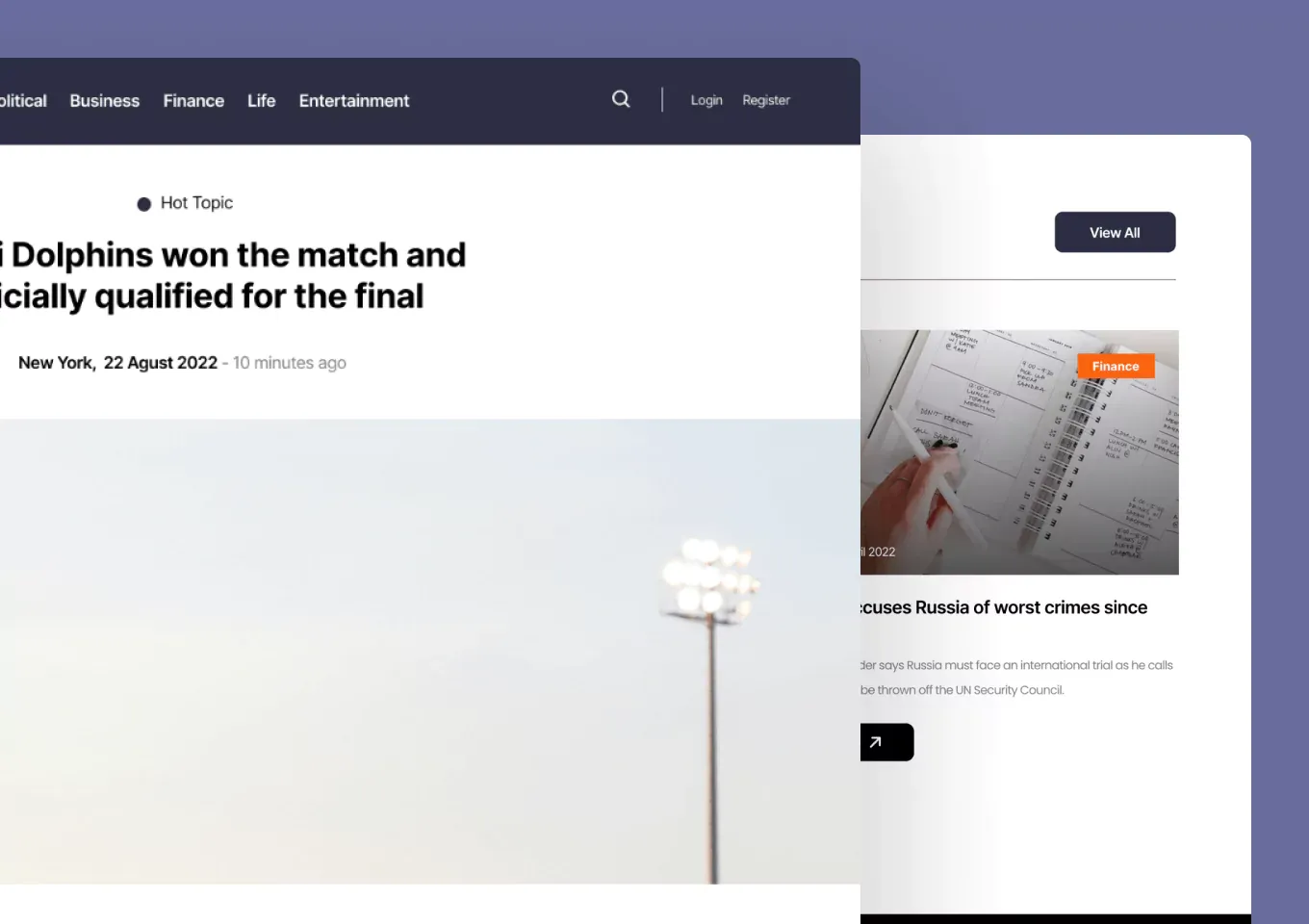 Delta news blog: A React website design template for news