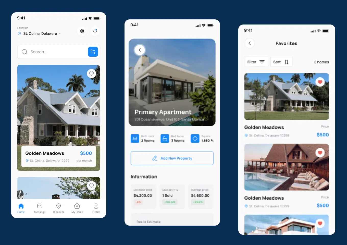 Professionally designed Real Estate app UI kit for Flutter
